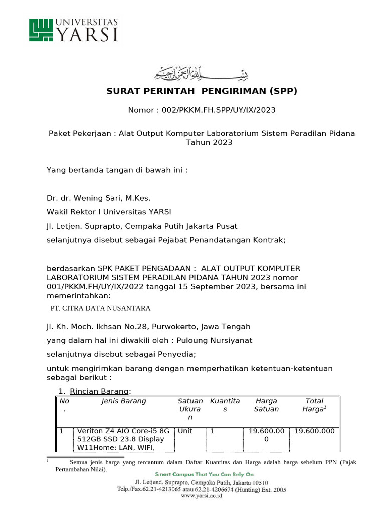 SPP SPK Citra Data Nusantara-Pkkm | PDF