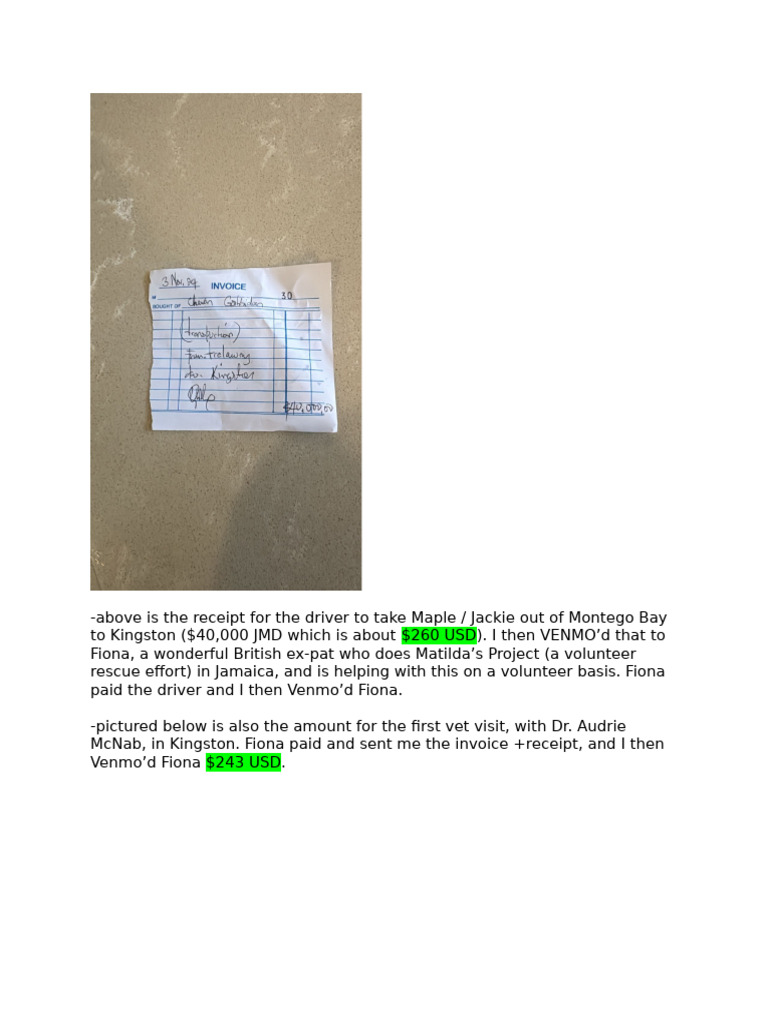 Maple/Jackie - Receipts (Updated) | PDF