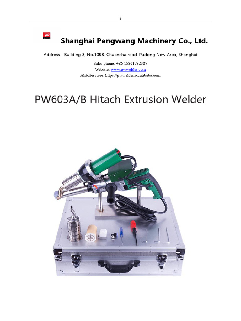 PW603 A-B Hitach Extrusion Welder | PDF | Screw | Welding