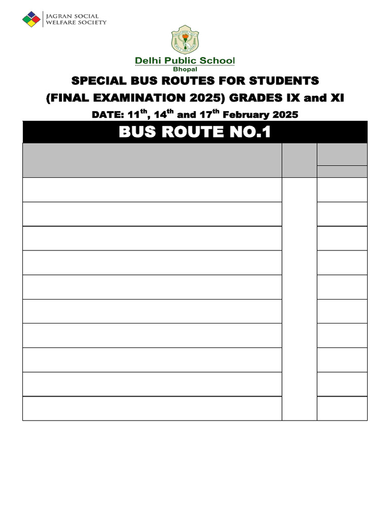 SPECIAL BUS ROUTES FOR STUDENTS (FINAL EXAMINATION 2025) GRADES IX and ...