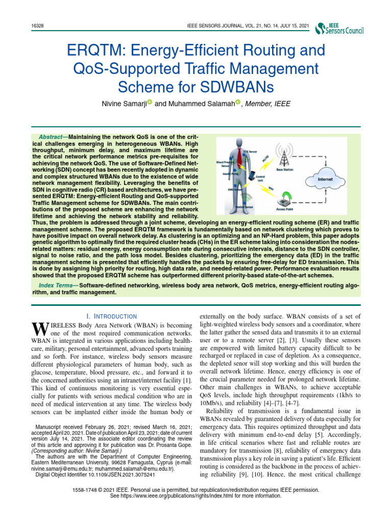 ERQTM Energy-Efficient Routing and QoS-Supported Traffic Management Scheme For SDWBANs | PDF ...