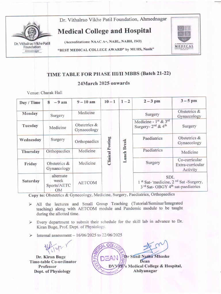 Time Table For Phase III-II Mbbs (Batch 21-22) 24 - 250220 - 102948 ...
