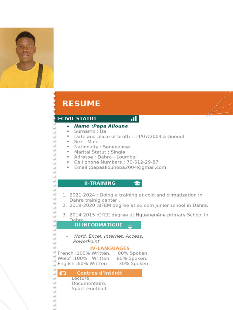 Senegalese Resume of Papa Alioune Ba | PDF