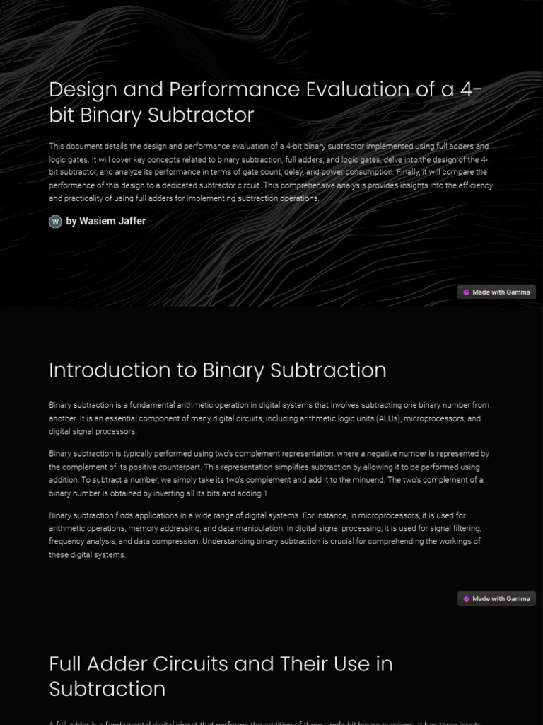 Design and Performance Evaluation of A 4 Bit Binary Subtractor | PDF ...