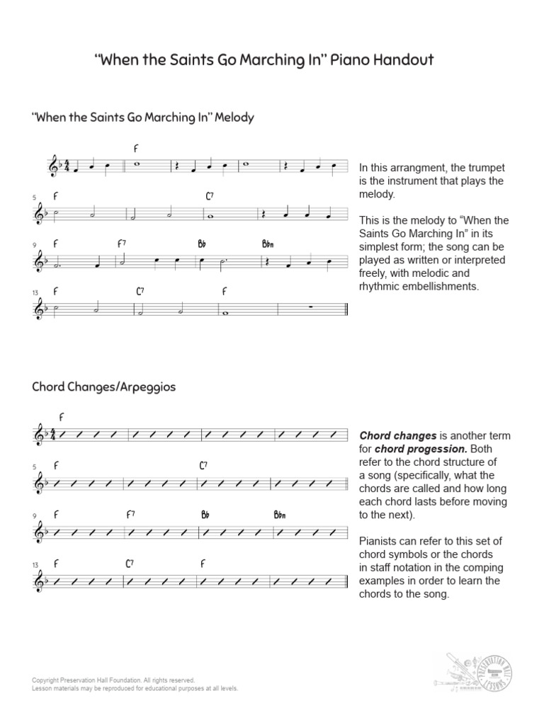 Piano Guide - When The Saints Go Marching in | PDF