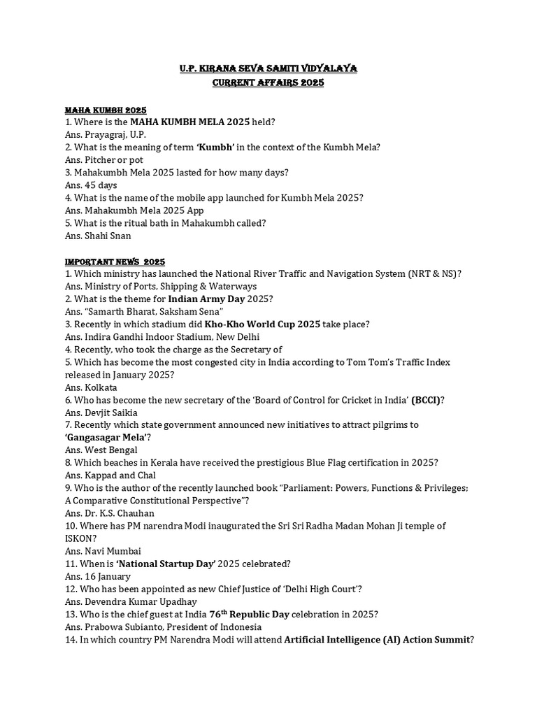 Current Affairs 2025 (1) - 250122 - 083911 | PDF