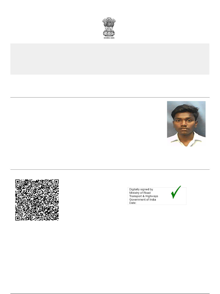 Union of India Driving License Details | PDF
