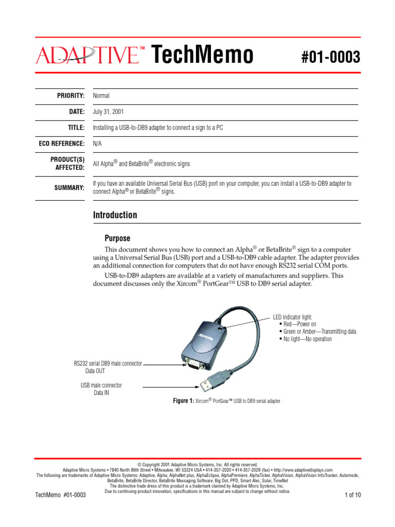 TM Using A USB To DB9 Adapter | PDF | Usb | Microsoft Windows