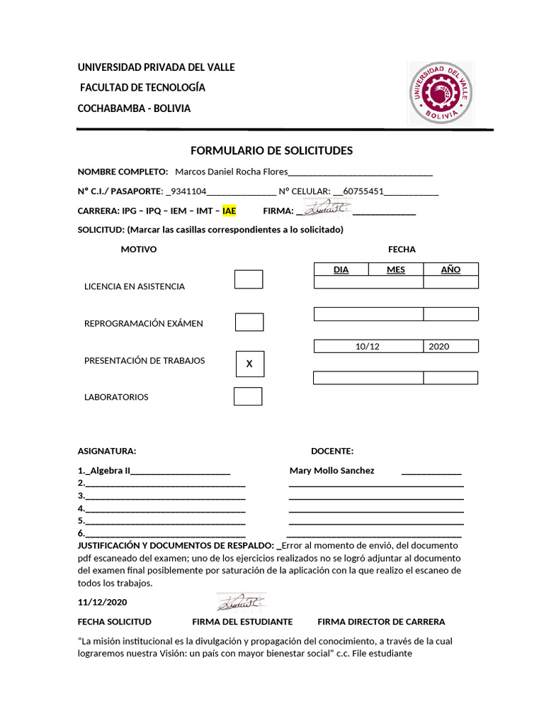 Formulario de Solicitudes | PDF