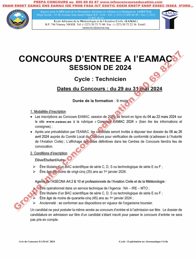 Concours Eamac 2024 Tech | PDF