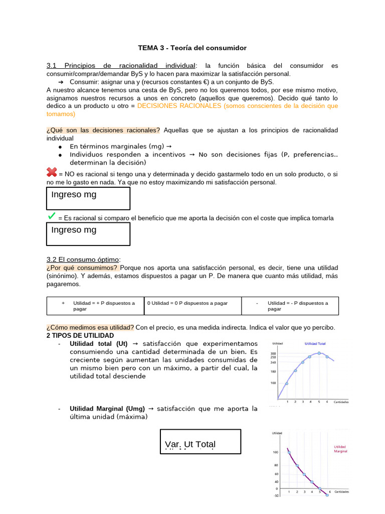 TEMA 3 - Teoría Del Consumidor | PDF | Utilidad | Utilidad marginal