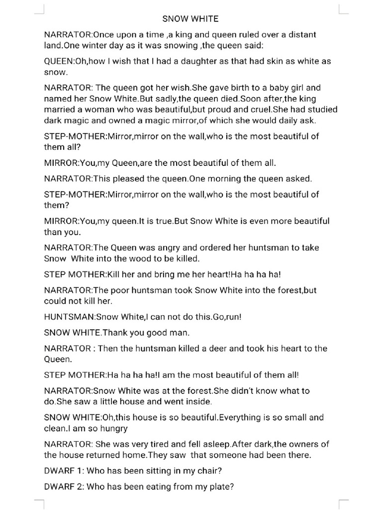 Snow White Role Play | PDF