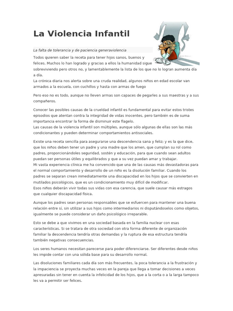 La Violencia Infantil | PDF | Abuso infantil | Violencia