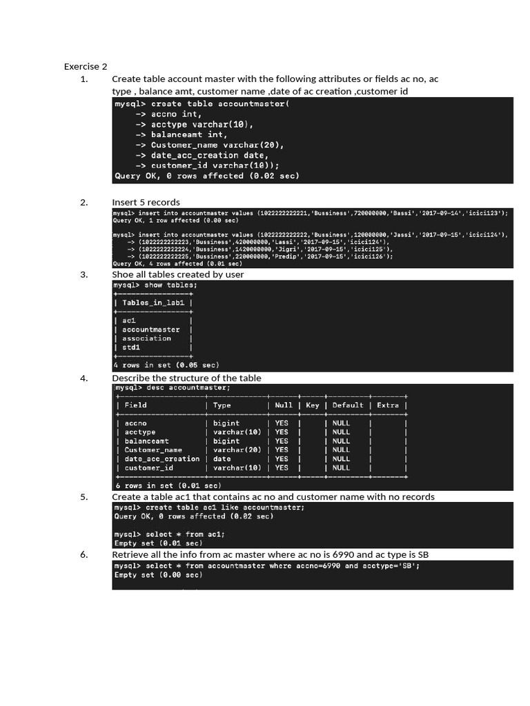 DBMS - Exercise 2 | PDF