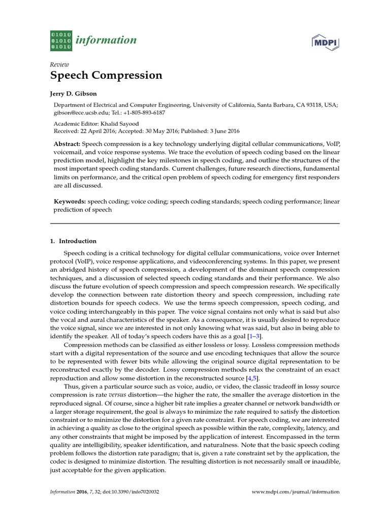 Speech Compression | PDF | Data Compression | Codec