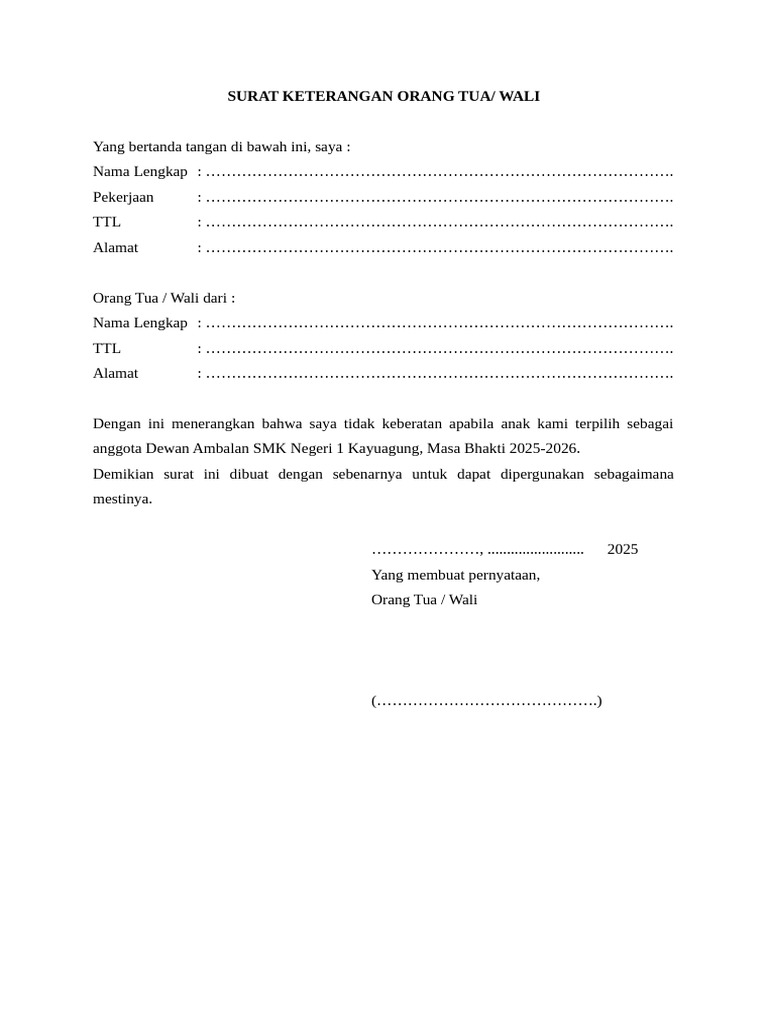 surat pernyataan dewan smk 1 | PDF
