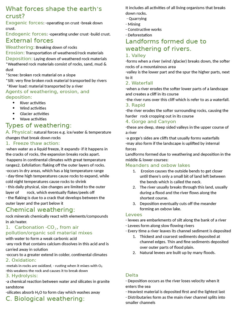 Grade 9 Geography Notes | PDF | Erosion | Shoal