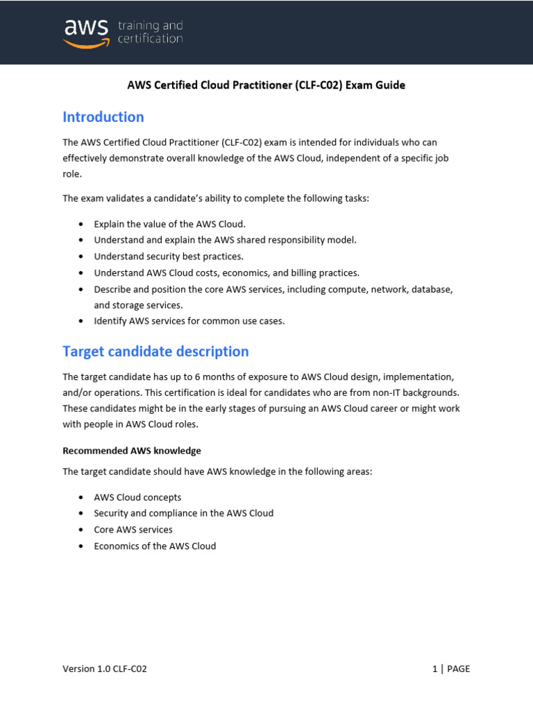 AWS Certified Cloud Practitioner - Exam Guide | PDF | Amazon Web ...