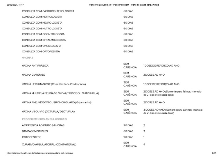 Plano Pet Exclusive 3.0 - Plano Pet Health - Plano de Saúde para Animais-1-13-2 | PDF