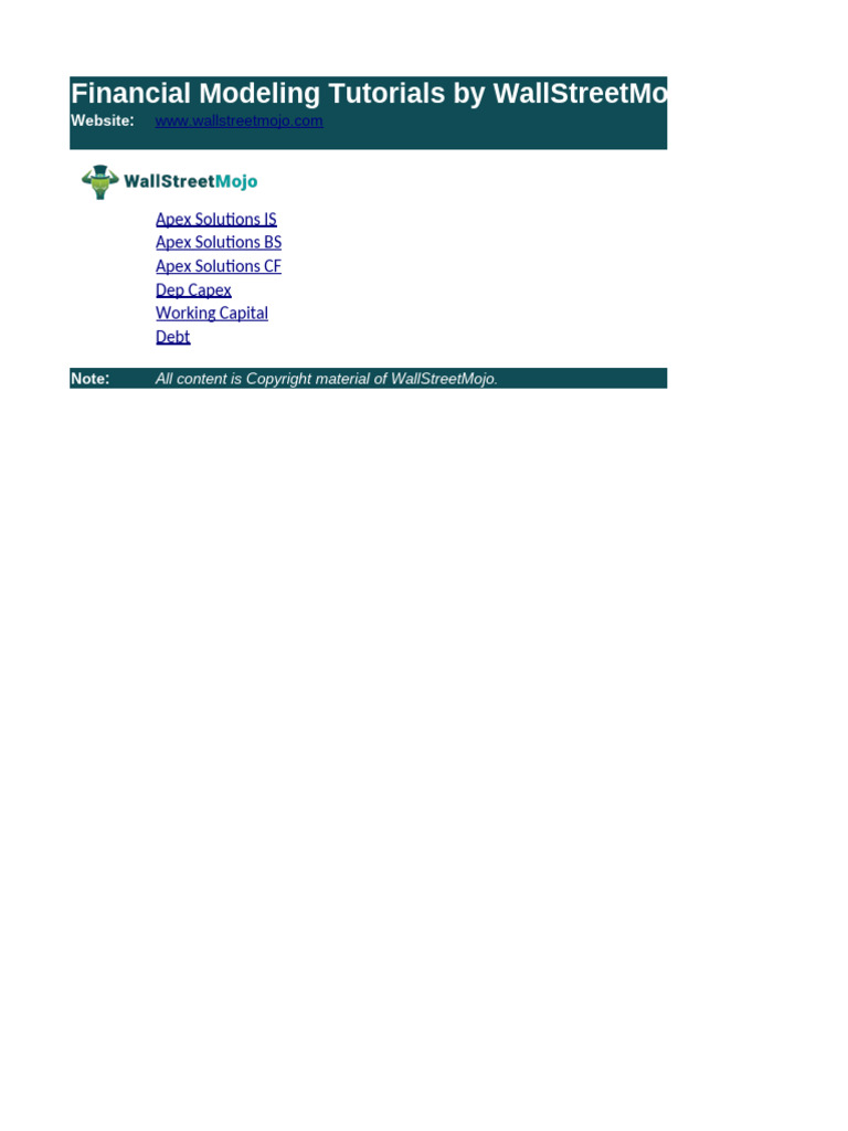 Financial Modeling Template Without Solutions Students Ab0d9e2f09 | PDF ...