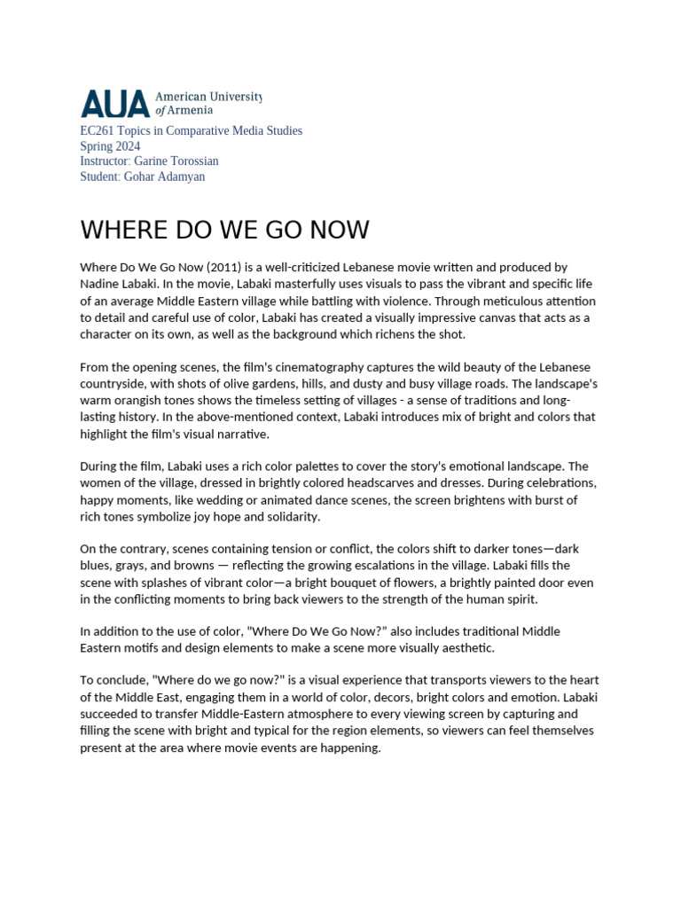Visual Storytelling in "Where Do We Go Now" | PDF