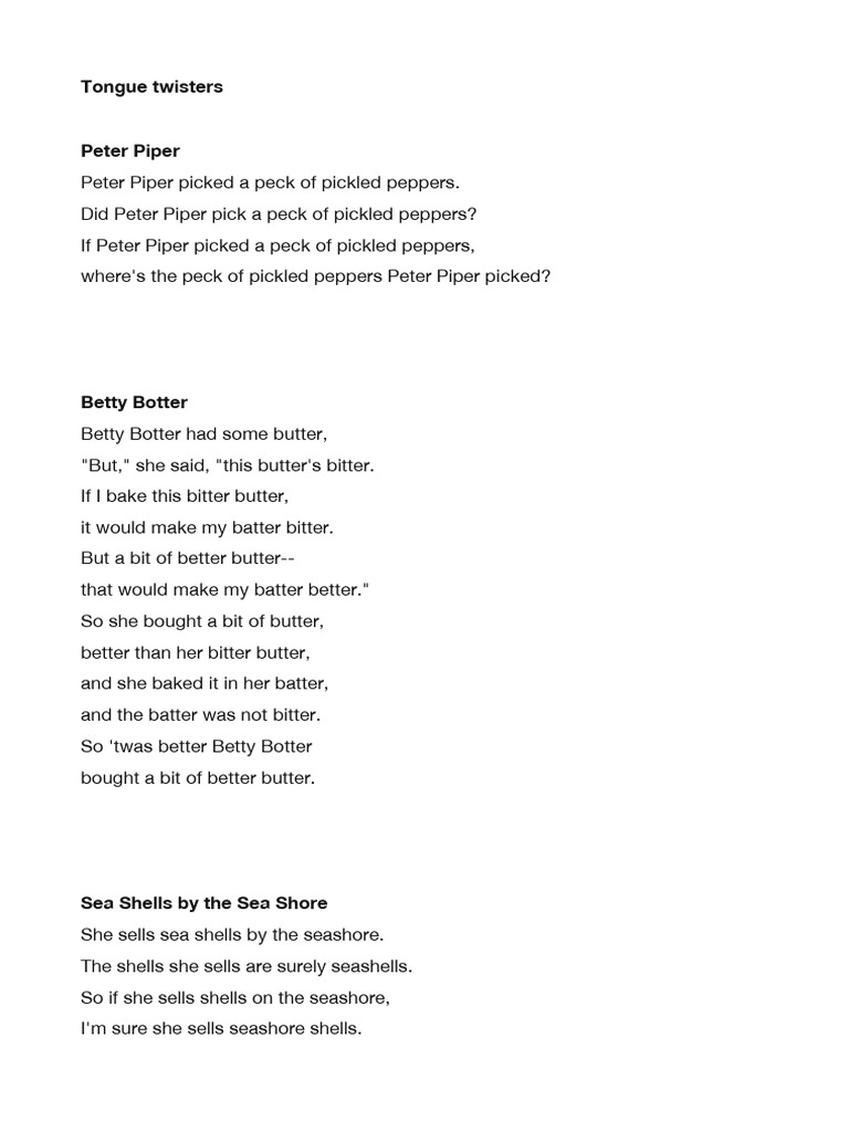 Tongue Twisters | PDF