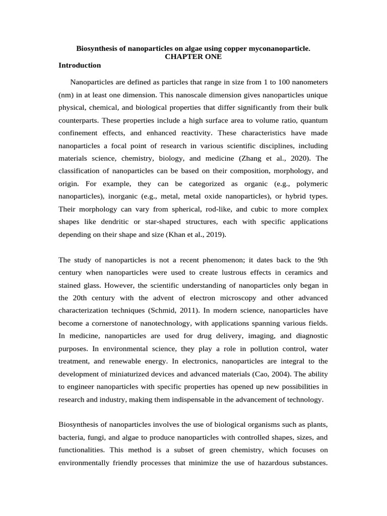 Biosynthesis of Nanoparticles On Algae Using Copper | PDF ...