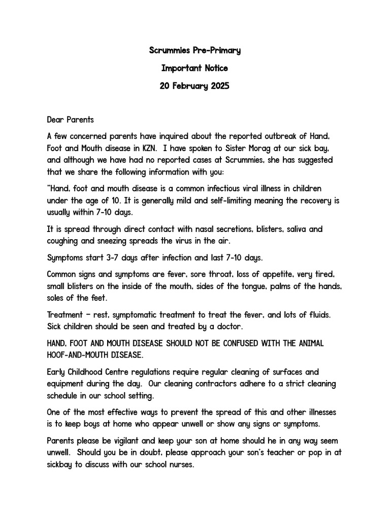 Hand Foot and Mouth Disease | PDF