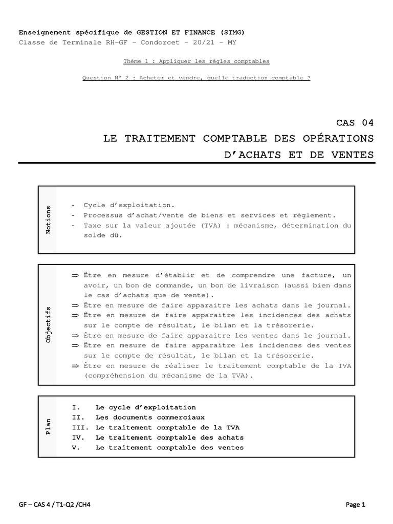 Traitement comptable des achats et ventes | PDF | Facture | Taxe sur la ...