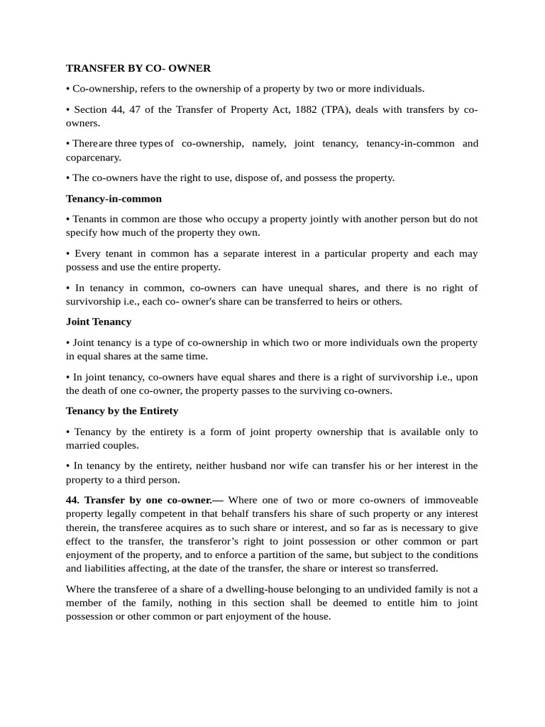 Co-Ownership and Property Transfer Rights | PDF | Concurrent Estate ...