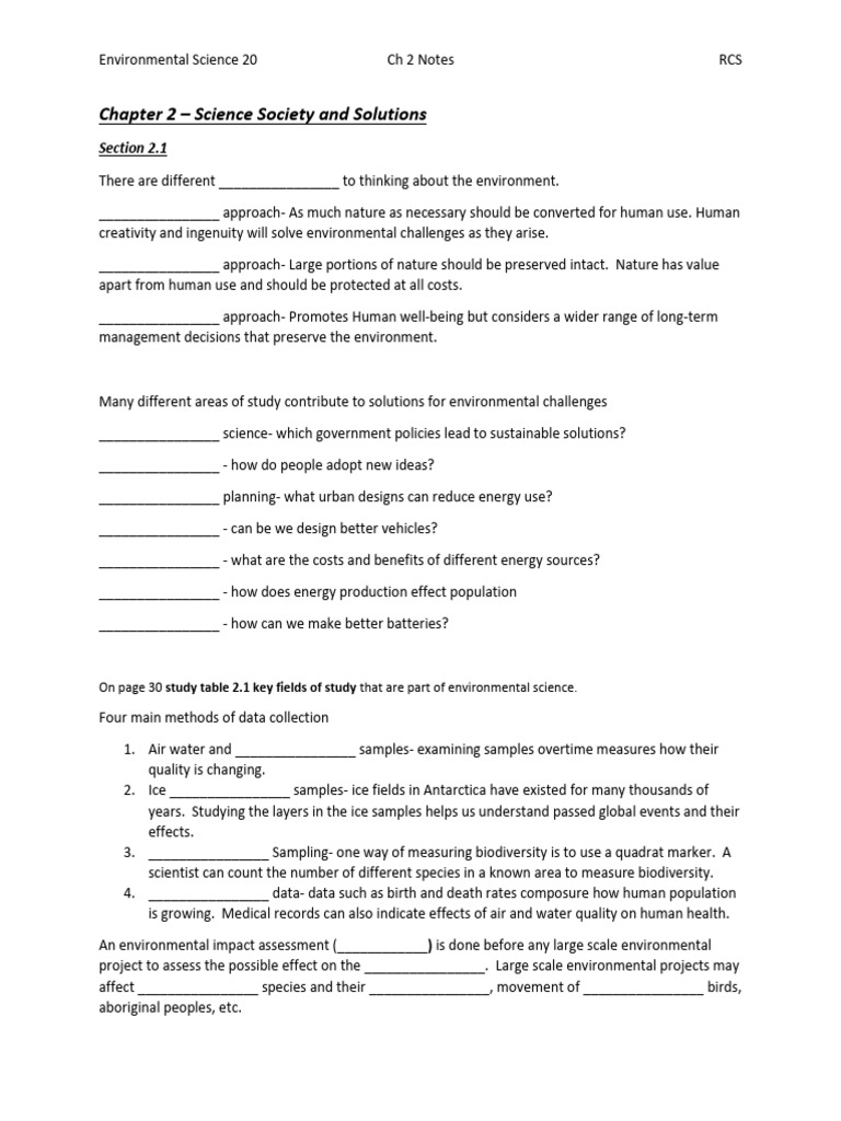 Env-Sci-Ch-2-STUDENT-blank-notes | PDF | Thought | Creativity