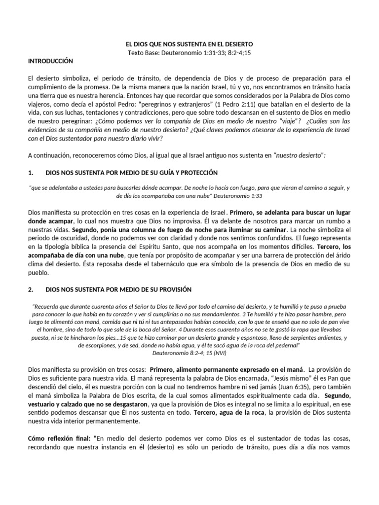 Dios como Sustento en el Desierto | PDF | Creencia religiosa y doctrina