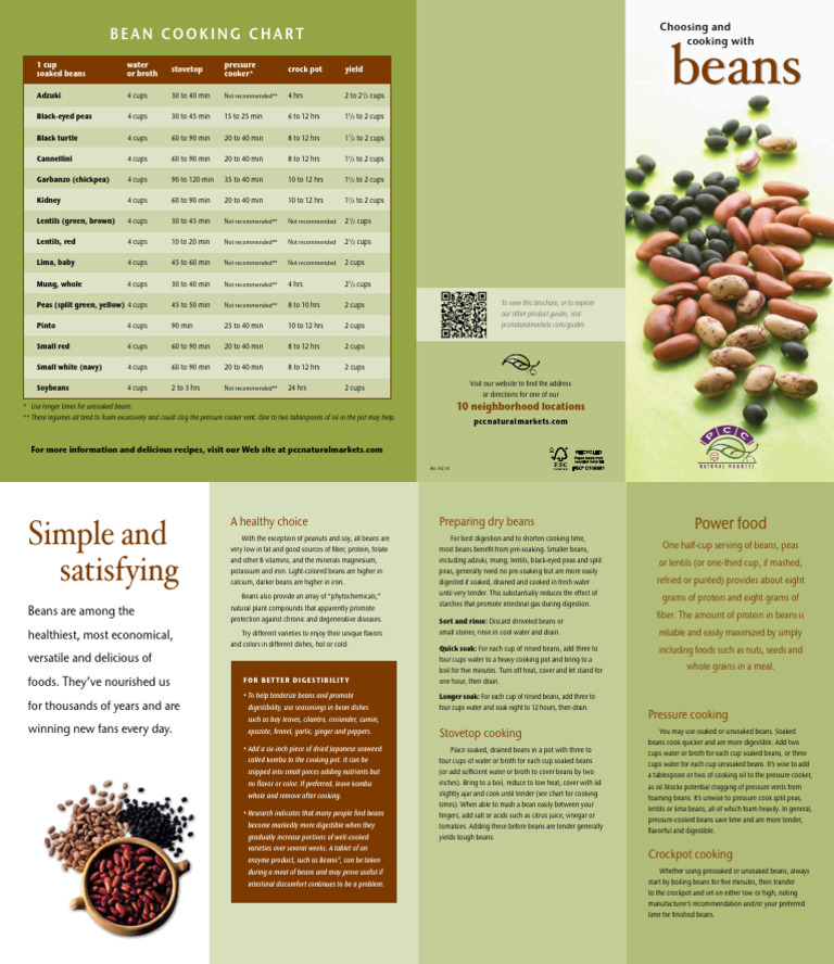 Bean_Cooking_Chart | PDF | Bean | Legume