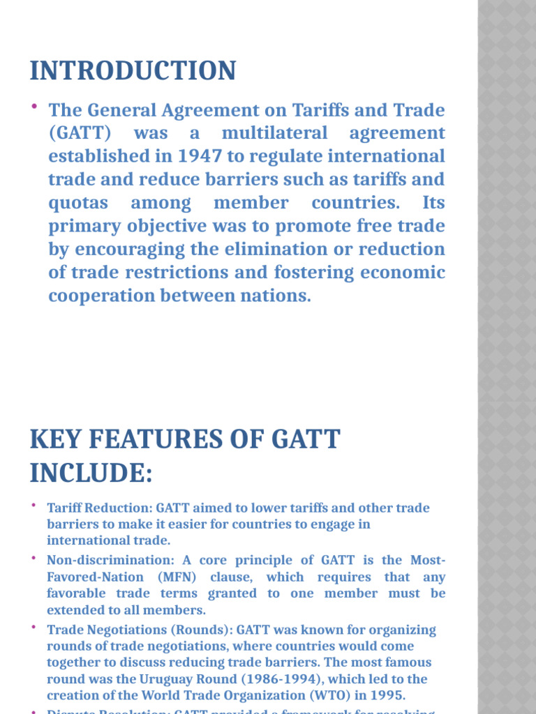 Overview of GATT and Its Impact | PDF | General Agreement On Tariffs ...