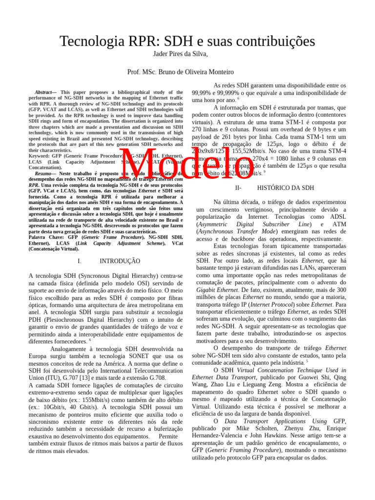 Modelo_de_artigo | PDF | Rede de computadores | Modo assíncrono de transferência