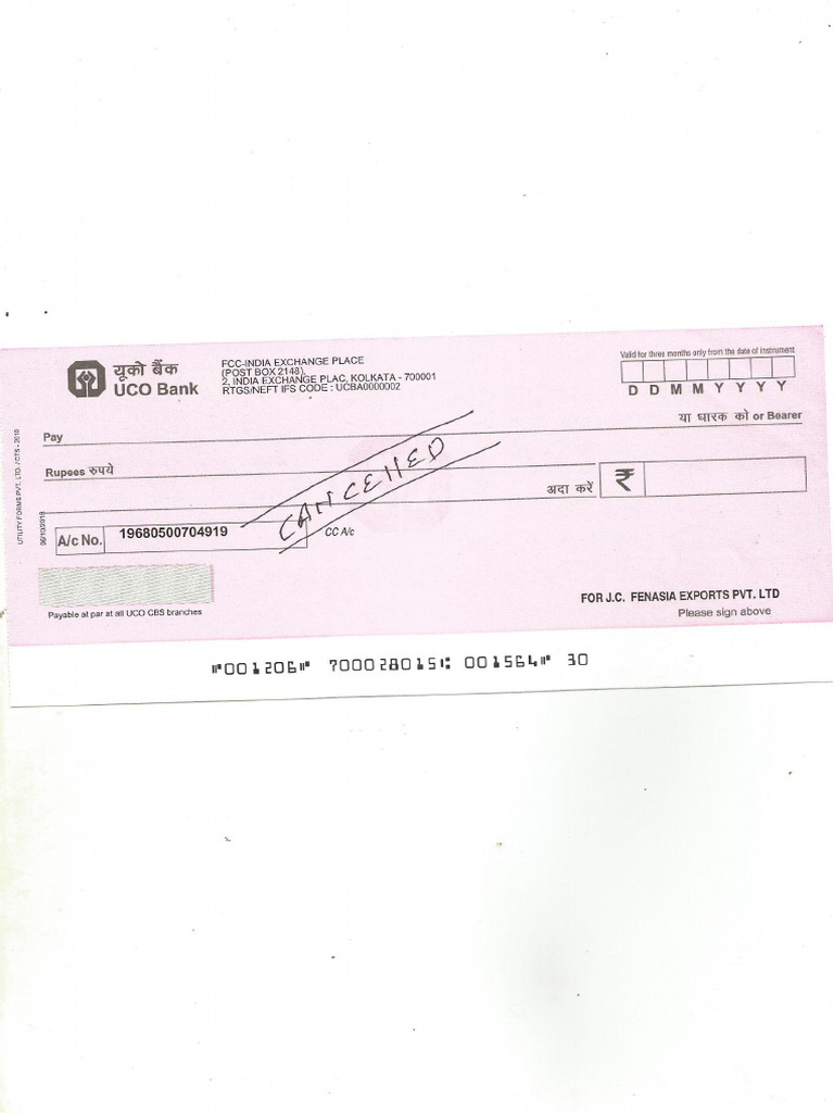 Canceled Cheque | PDF