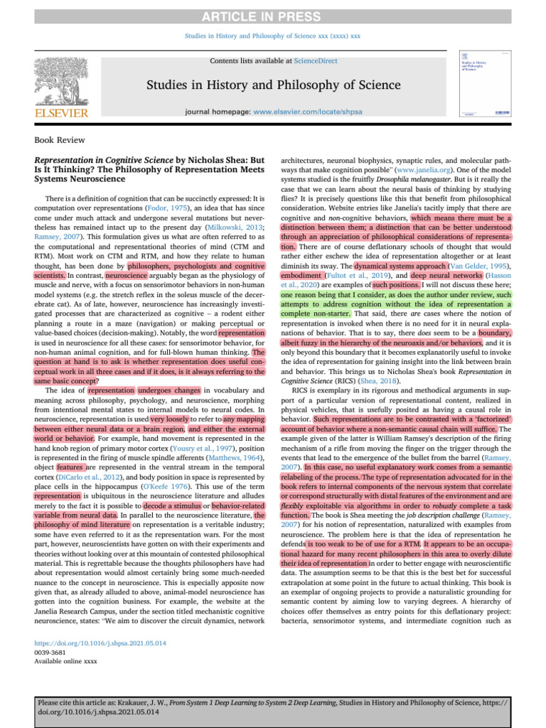 Shea N. (2018) - Representation in Cognitive Science | PDF | Thought ...