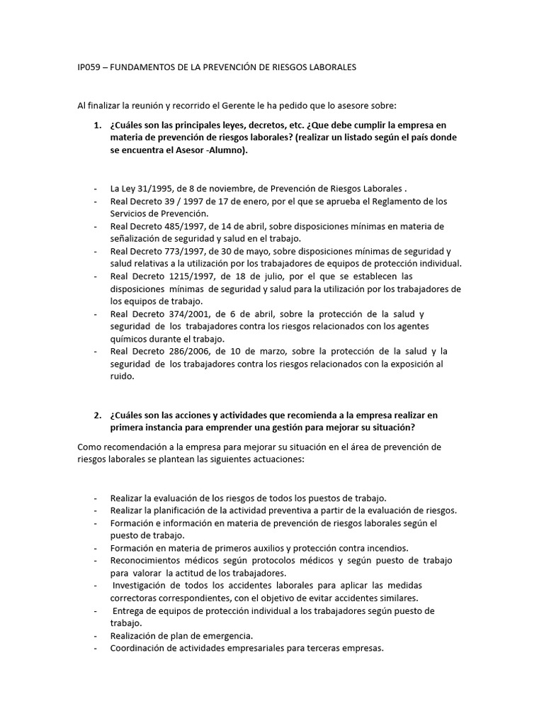 Ip059 - Fundamentos de La Prevención de Riesgos Laborales | PDF | La seguridad