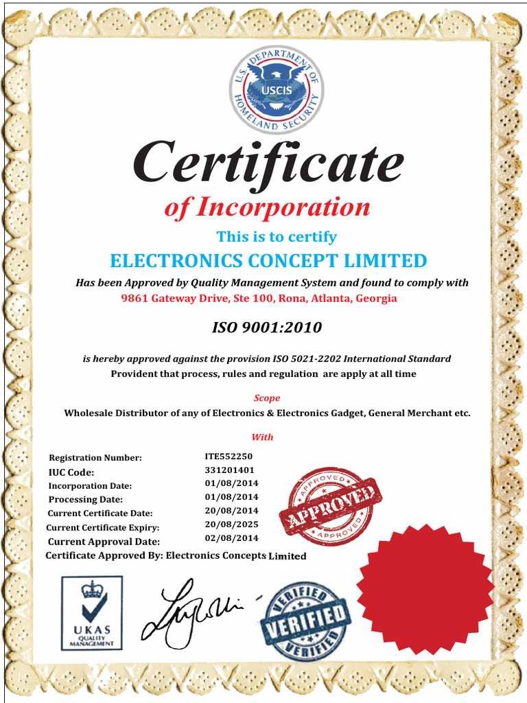 Electronics Wholesale Certification | PDF
