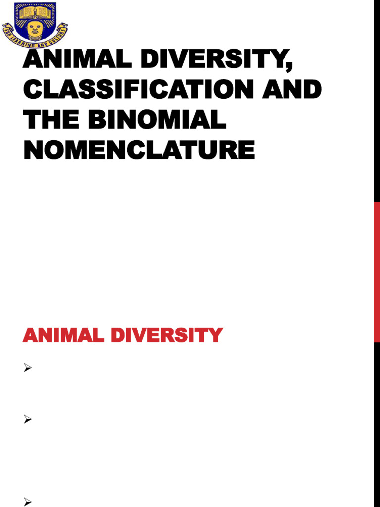 1-Animal DIversity Classification Binomial Nomenclature | PDF | Genus ...