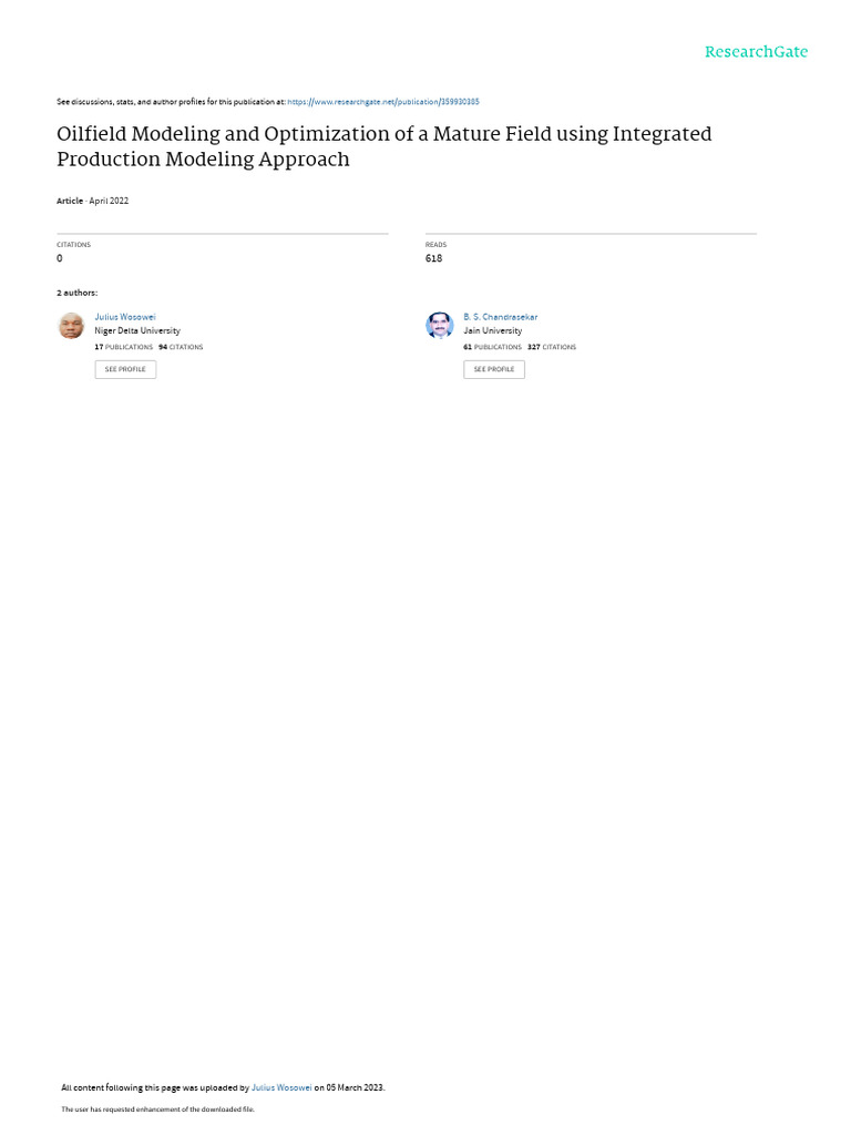 Oilfieldmodelingandoptimizationofamaturefieldusing Integrated Production Modeling Updated | PDF ...