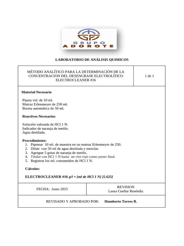2.-Tecnica de Analisis Desengrase Electrolitico Electrocleaner #16 | PDF