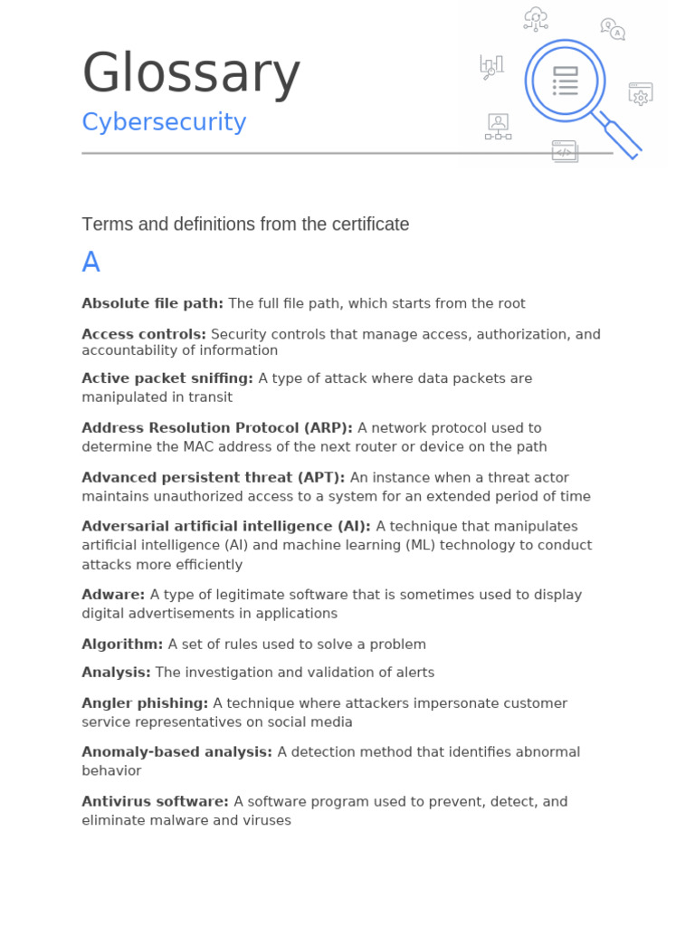 All Google Cybersecurity Glossary | PDF | Security | Computer Security