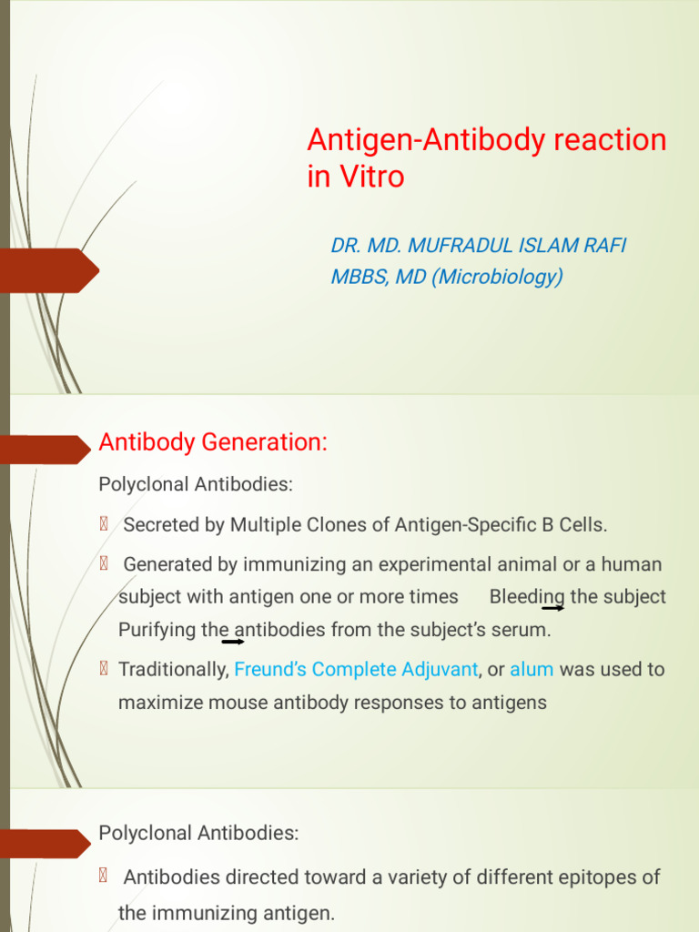 Antigen Antibody Reaction in Vitro (Rafi Sir) - 1 | PDF | Elisa ...