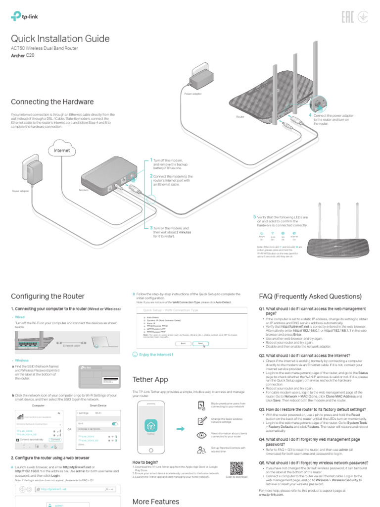 Archer C20 Setup and Configuration Guide | PDF | Wi Fi | Computer Network