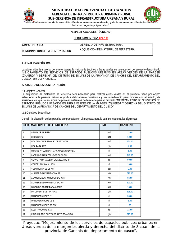 Esp - Tec. Materiales de Ferreteria | PDF | Cable | Materiales de construcción