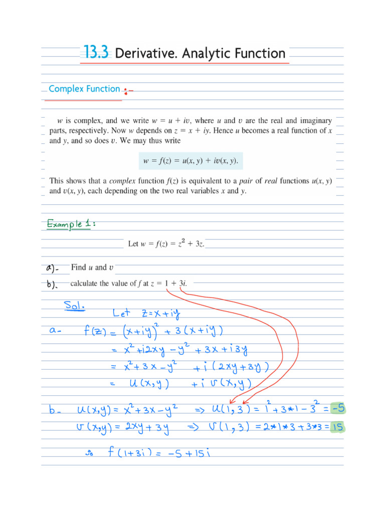 Chapter 13.3_ Complex Function, Derivative, Limit and Continuity_Part 1 | PDF | Mathematical ...