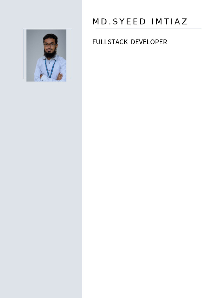 Fullstack Developer Profile: Syeed Imtiaz | PDF