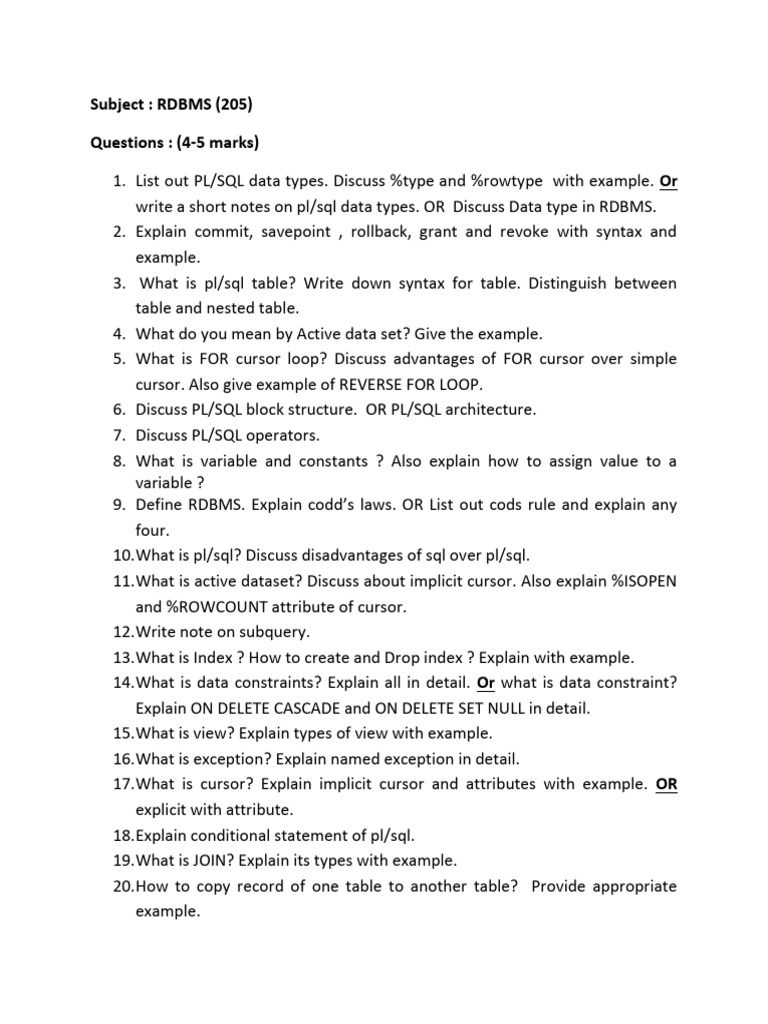 Questionbank 2025 Rdbms | PDF