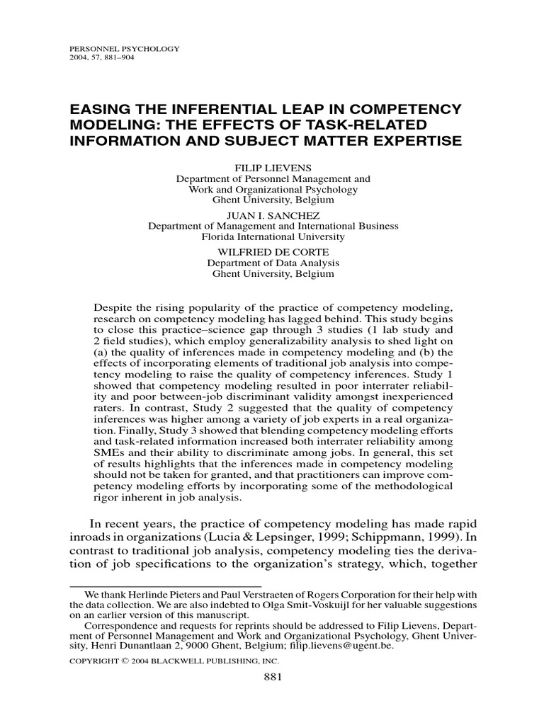 Easing The Inferential Leap in Competency Modellin | PDF | Variance ...